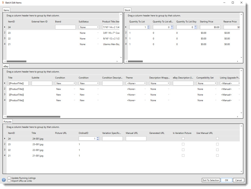 Using the Batch Edit Window