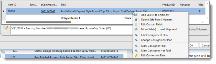 Setting the Consignment Plan on a Sale