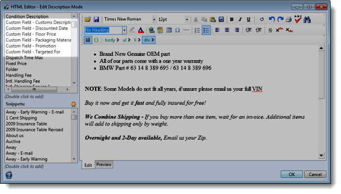 Adding Custom Fields to Description Wrappers and Emails