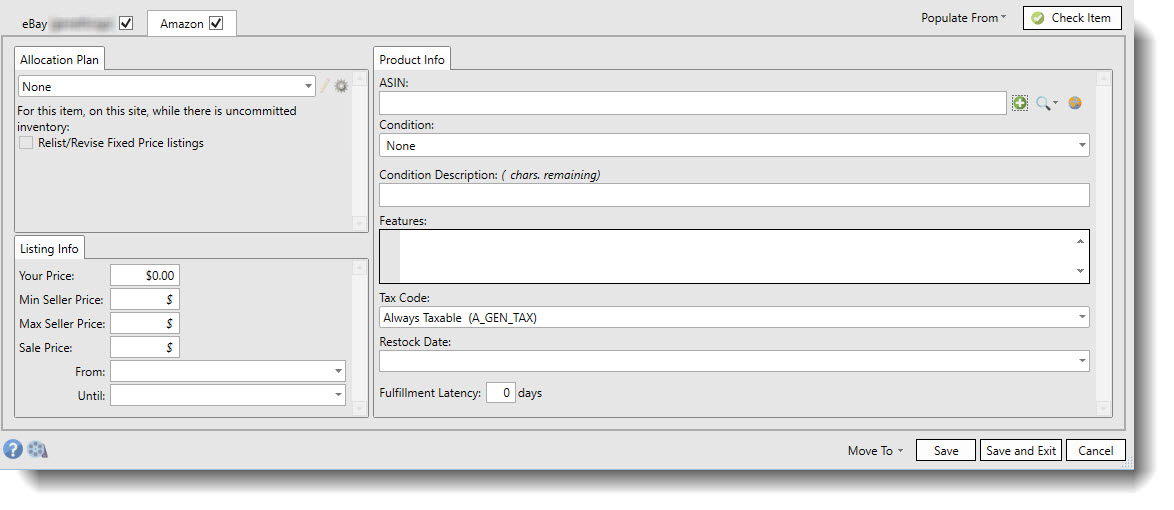 Entering Amazon Listing Information