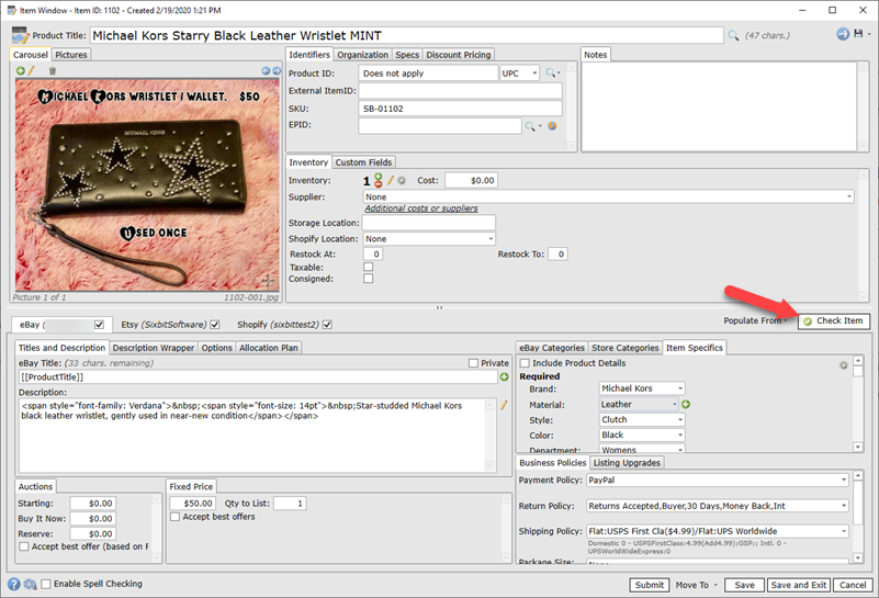 Checking Your Item for Validity