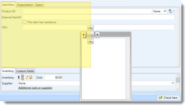 Customizing the Item Window Layout