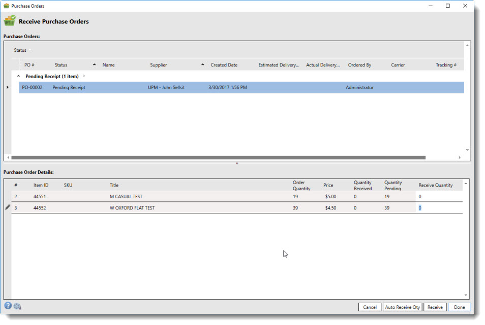 Receiving Supplier Shipments