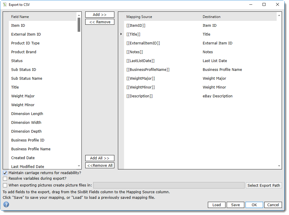 Exporting to a Comma Separated Values File
