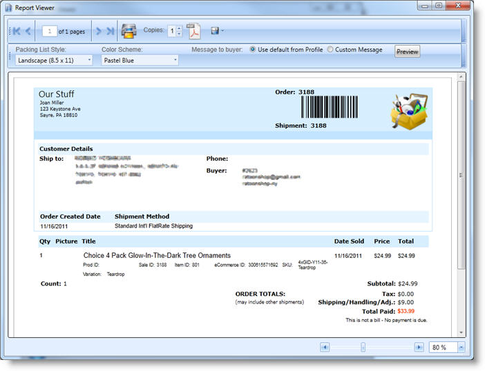 Printing Packing Lists