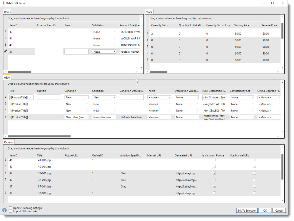Using the Batch Edit Window