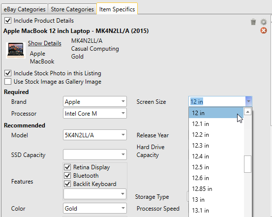 Entering Item Specifics